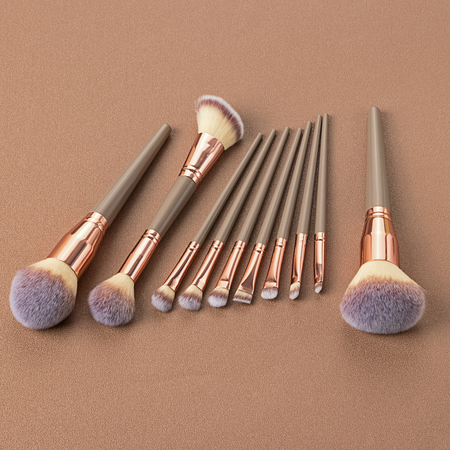 10 Pcs Brown Oversized Makeup Brush Set Makeup Tools Include Blush ...