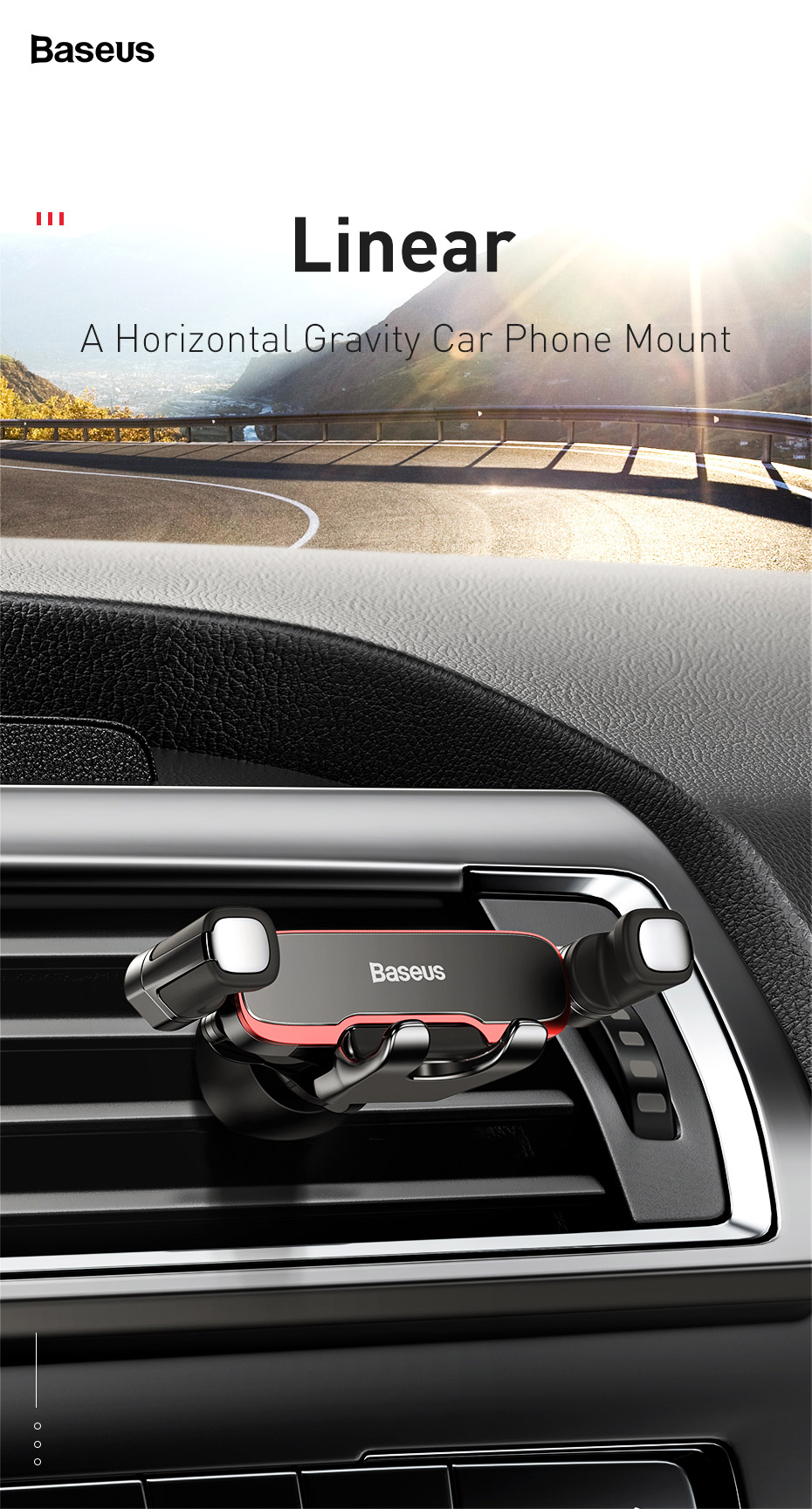 Baseus Car Phone Holder Auto Clamping Gravity Air Vent Car Phone Mount ...