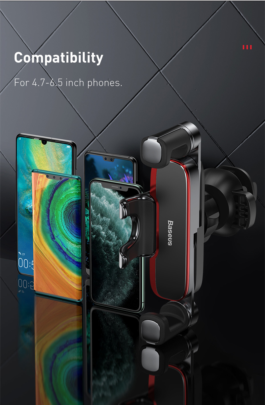 Baseus Car Phone Holder Auto Clamping Gravity Air Vent Car Phone Mount ...