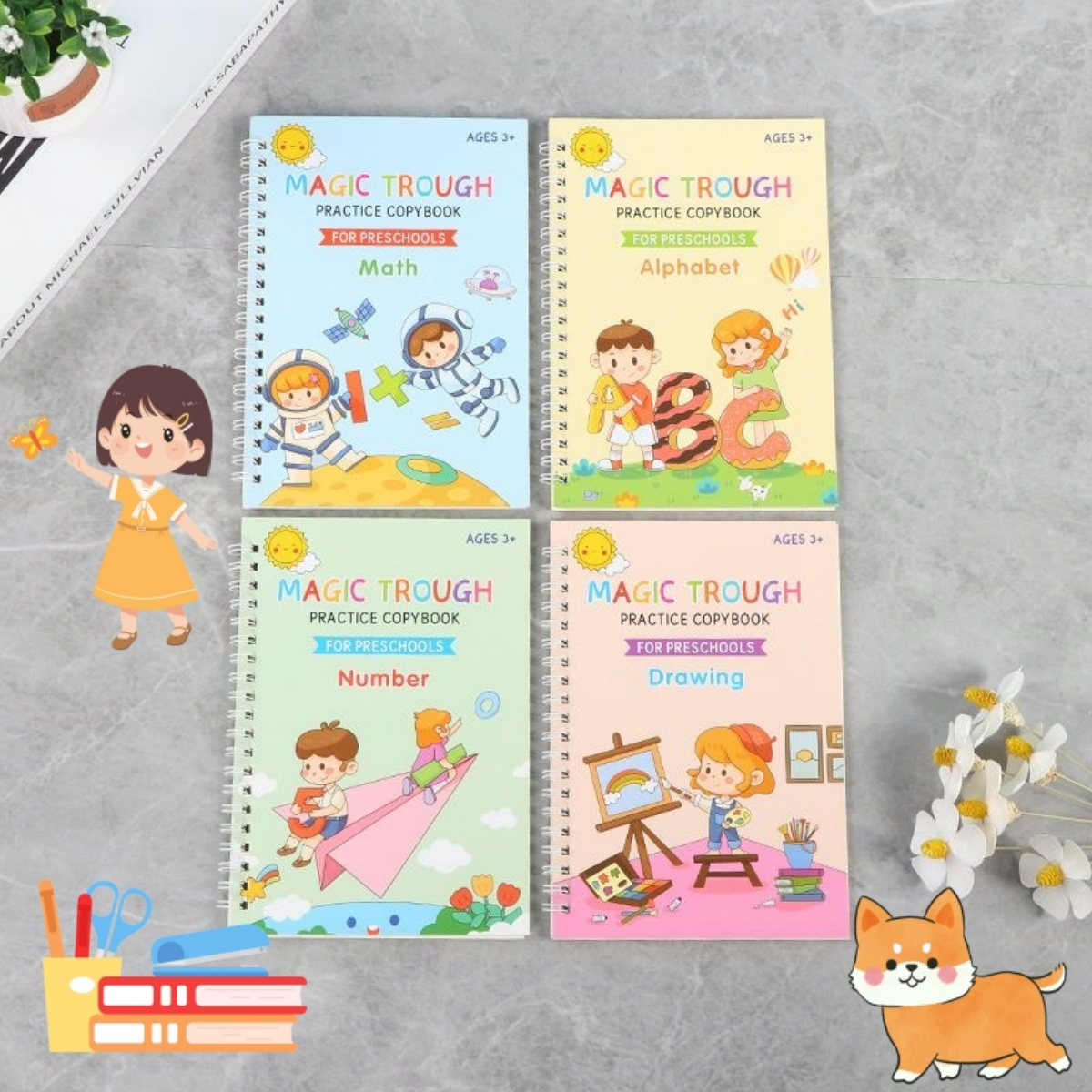 4 Book/Set Kids Calligraphy Copybook Sank Magic Practice New Learning ...