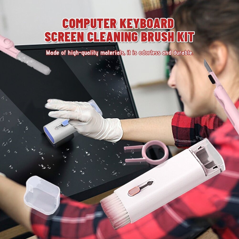 Computer Keyboard Clean Kit Makeup Brush Set Cleaner 7 in 1 for Headset ...