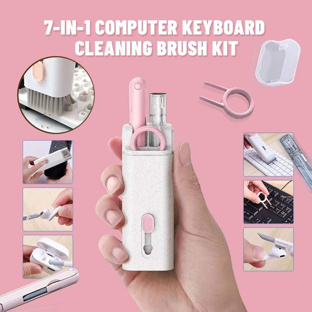 Computer Keyboard Clean Kit Makeup Brush Set Cleaner 7 in 1 for Headset ...