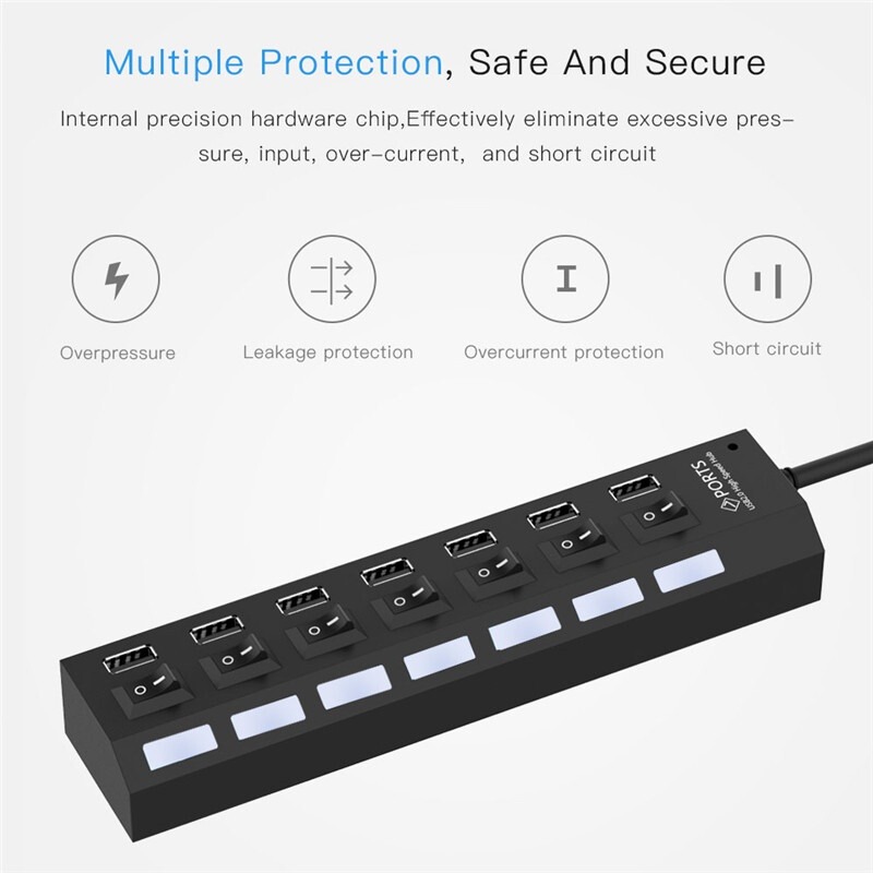 7 ports USB Hub Hi-Speed 2.0 Hub 480Mbps On/Off Switch | Shopee Philippines
