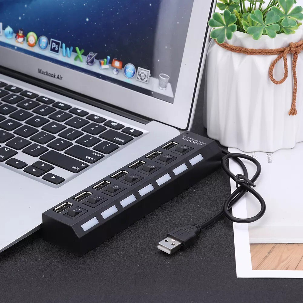 7 ports USB Hub Hi-Speed 2.0 Hub 480Mbps On/Off Switch | Shopee Philippines