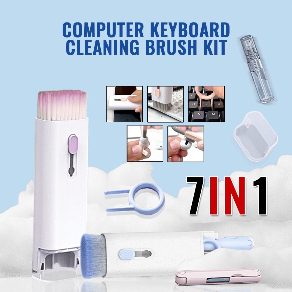 Computer Keyboard Clean Kit Makeup Brush Set Cleaner 7 in 1 for Headset ...