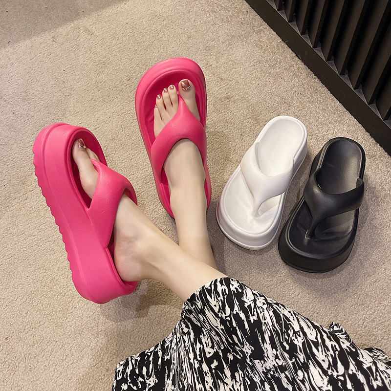 7cm Thick Soled Tsinelas for Women Rubber Flat Sandals Korean Flip ...
