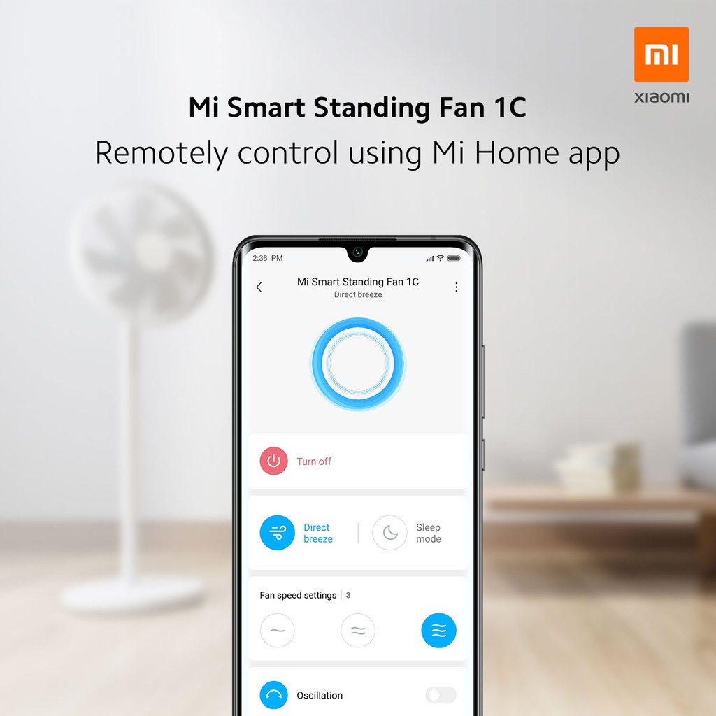 Xiaomi Mi Smart Standing Fan 2 Lite Air Cooling Fan Height Adjustable ...
