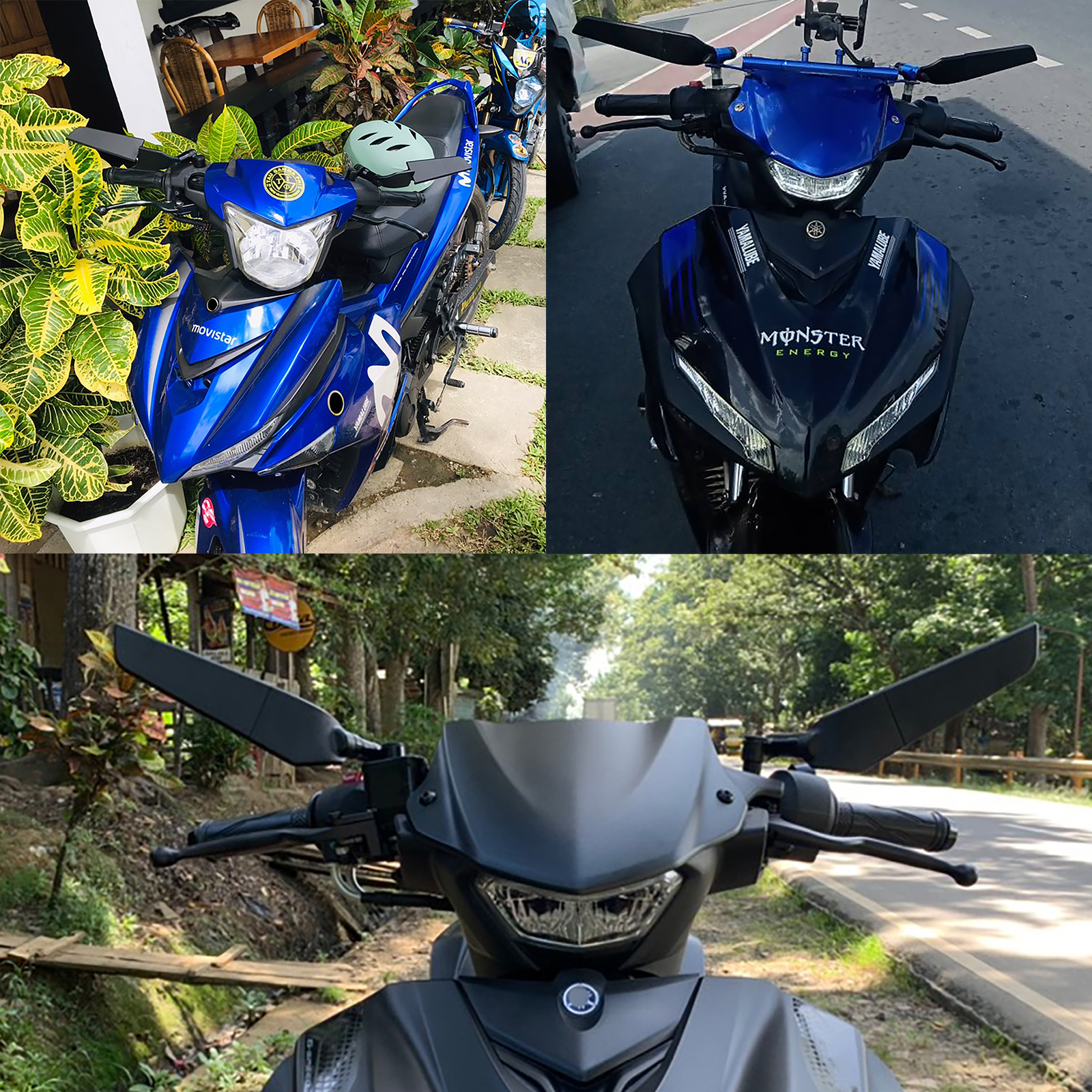 Universal Motorcycle Rearview Mirrors Wind Wing Adjustable Rotating ...