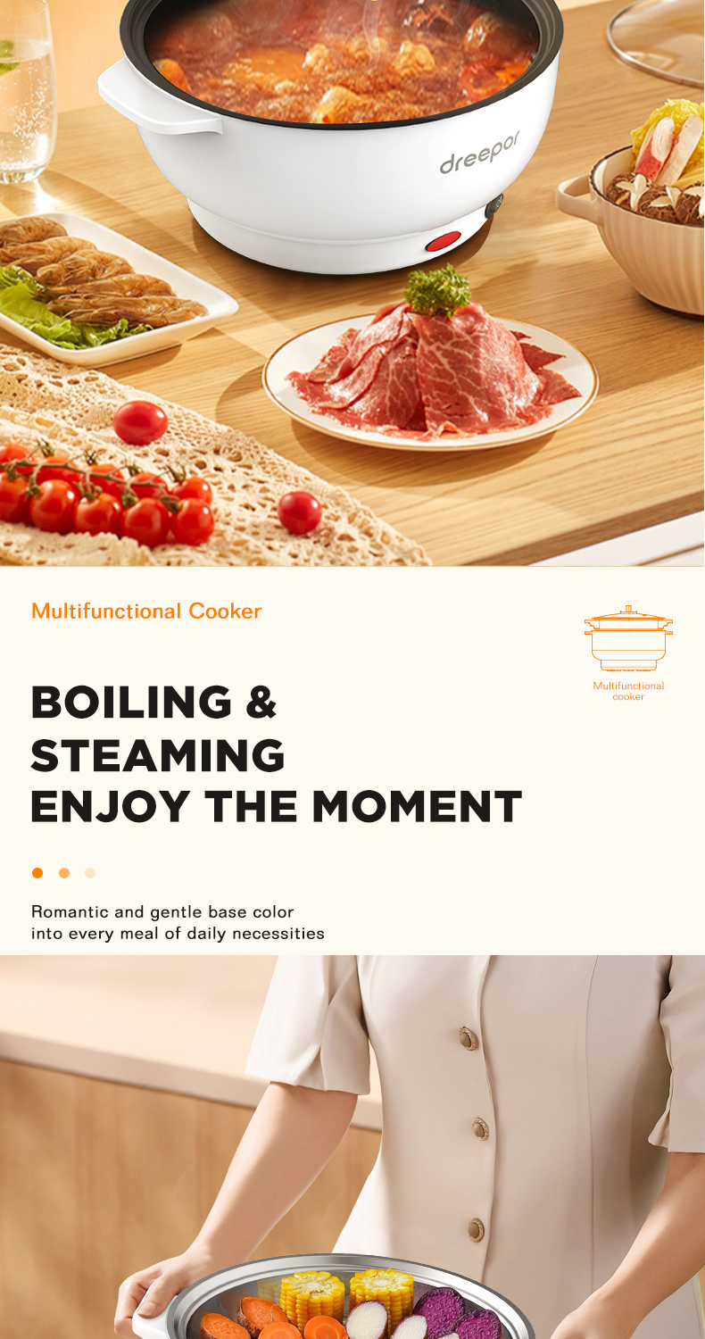 Dreepor Mini Rice Cooker Small Multi Cooker Multifunctional Electric Cooker Hot Pot Non Stick ...