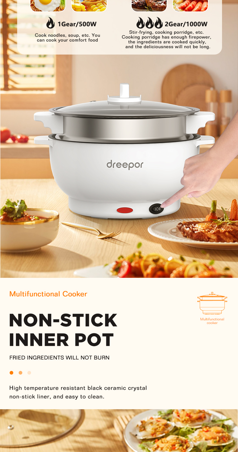 Dreepor Mini Rice Cooker Small Multi Cooker Multifunctional Electric ...