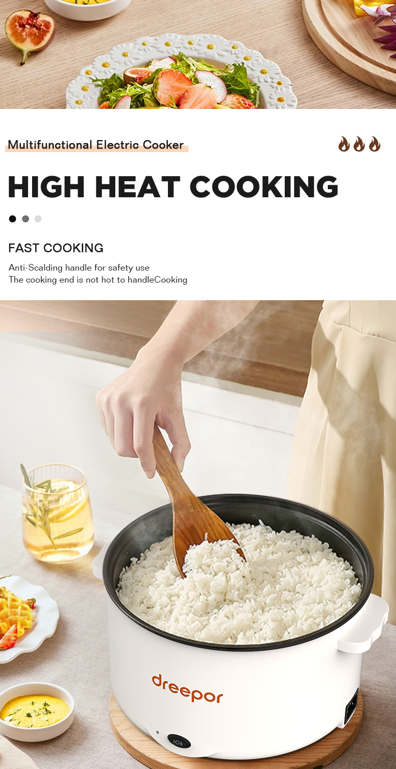 Dreepor Multi Electric Cooker Mini Rice Cooker Small With Steaming Tray ...
