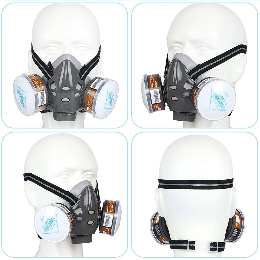 Painting Gas Mask Respirator Set Dual Charcoal non-woven fabric Filters ...