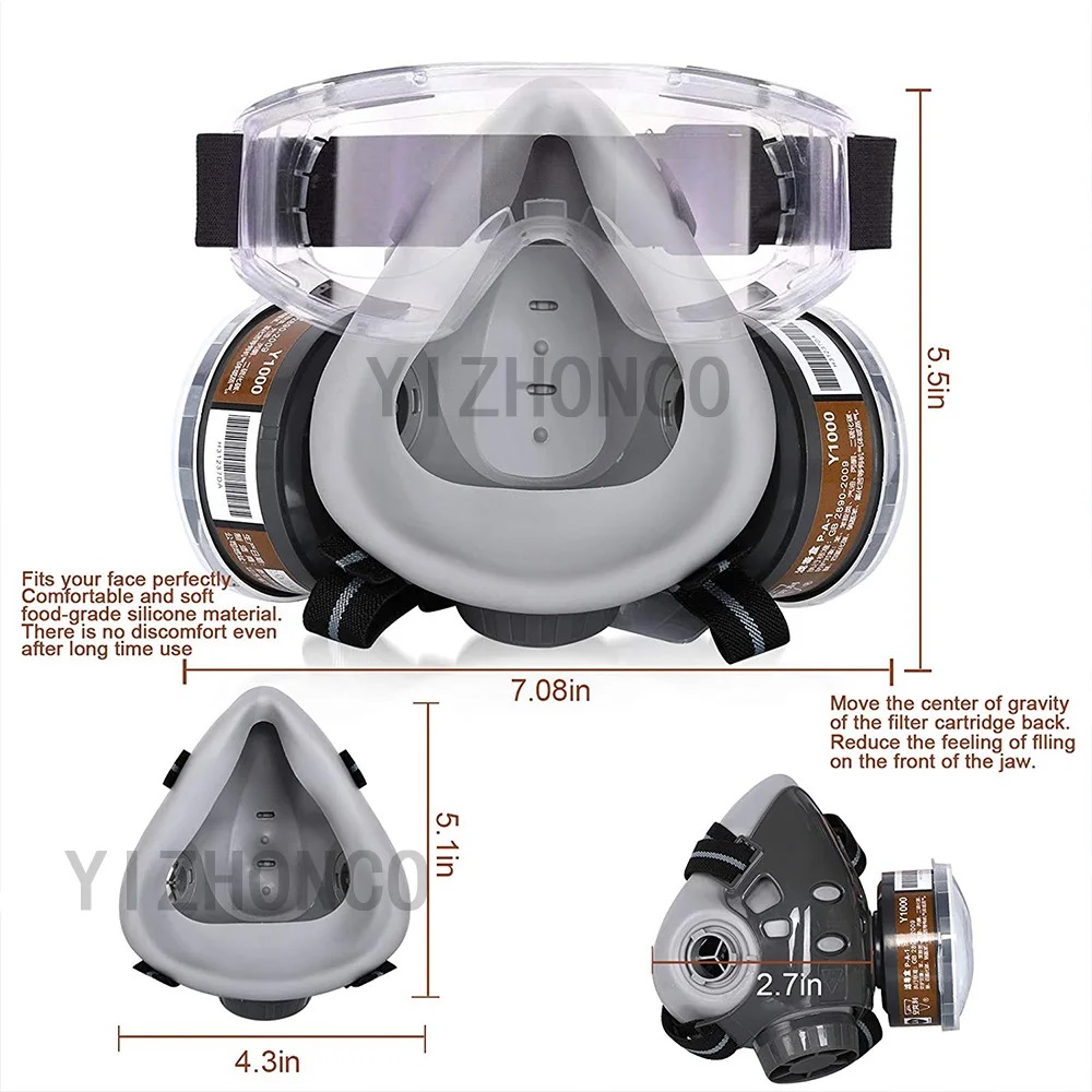 Painting Gas Mask Respirator Set Dual Charcoal non-woven fabric Filters ...