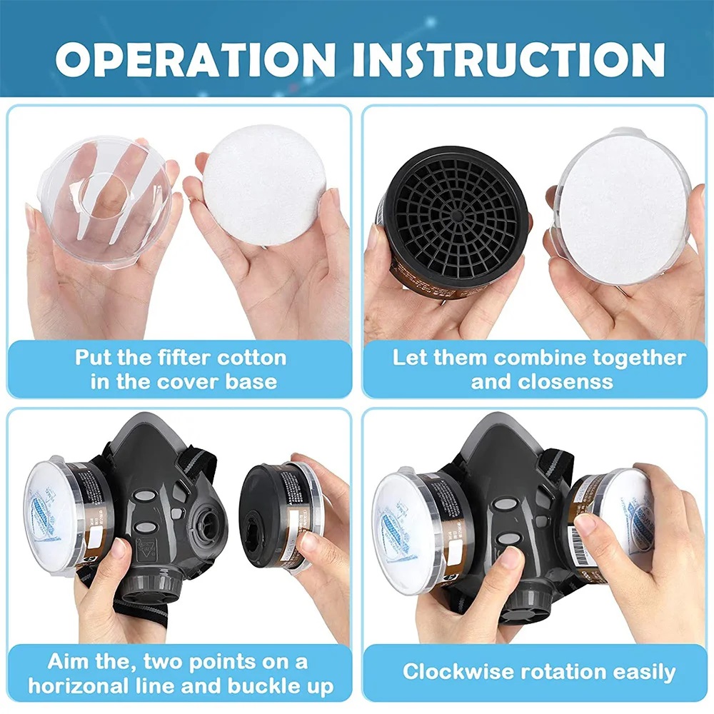 Painting Gas Mask Respirator Set Dual Charcoal non-woven fabric Filters ...