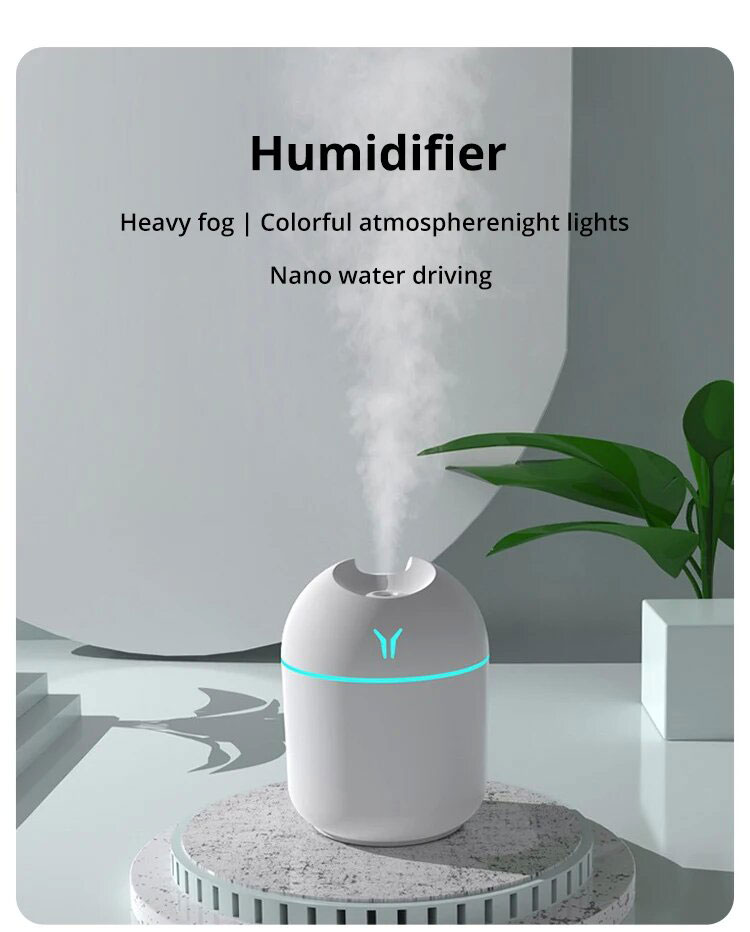 1pc 250ML Mini White Ultrasonic Air Humidifier Light USB Essential Oil ...