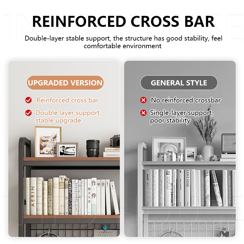 2 Layer Bookcase Wooden Bookshelf Desktop Book Rack Organizer Desk ...