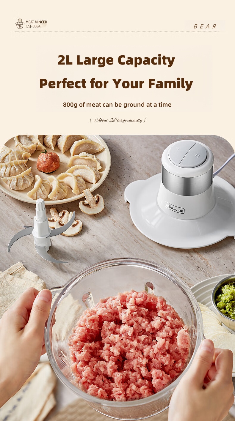 Bear Blender Chopper Electric Food Processor Heavy Duty Meat Grinder ...