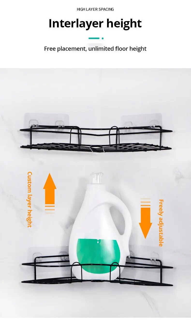 1PC Iron Triangle Rack For Kitchen Bathroom Storage Rack Thickened Love ...