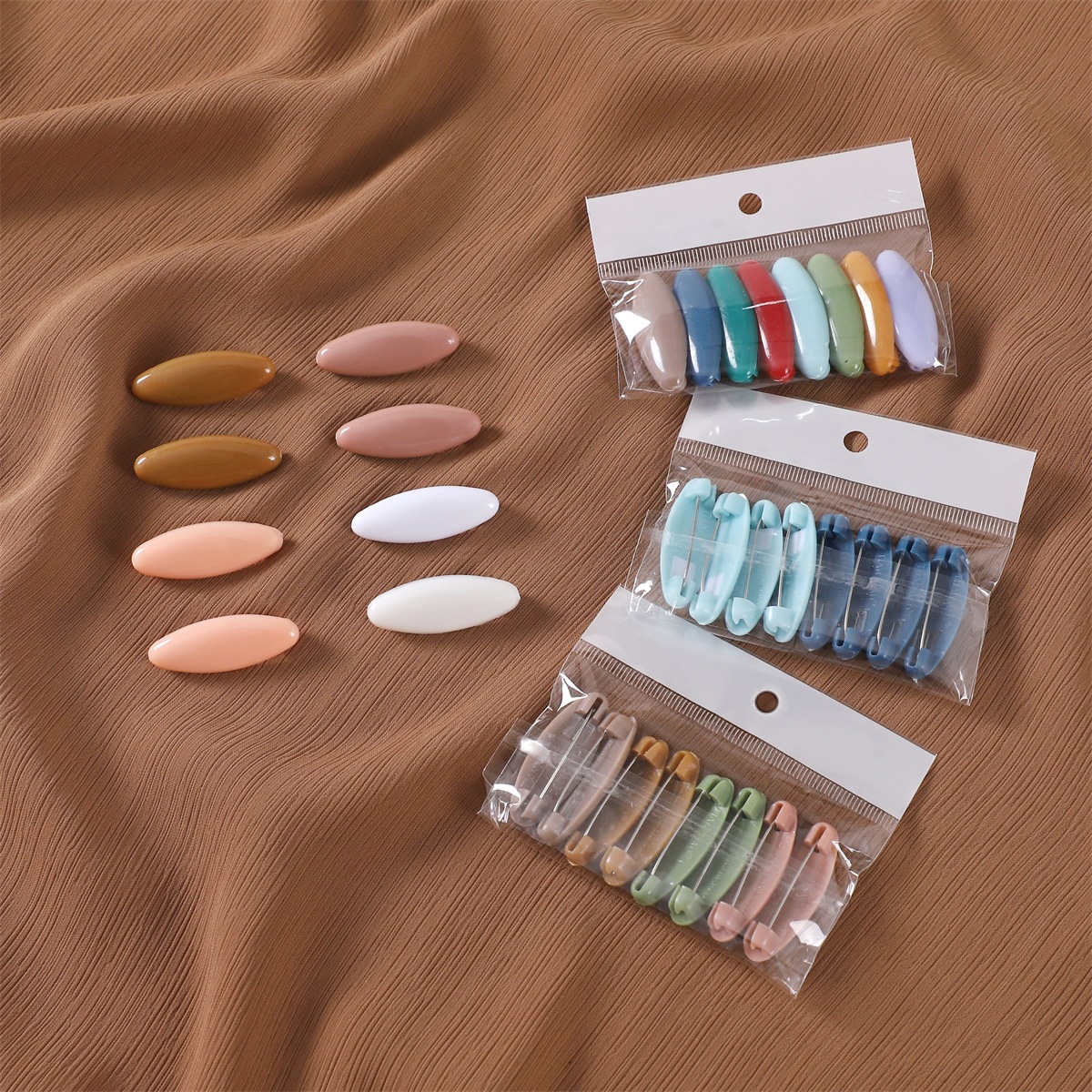 8pcs/set Solid color safety pin plastic Bag pack needle safety pin ...