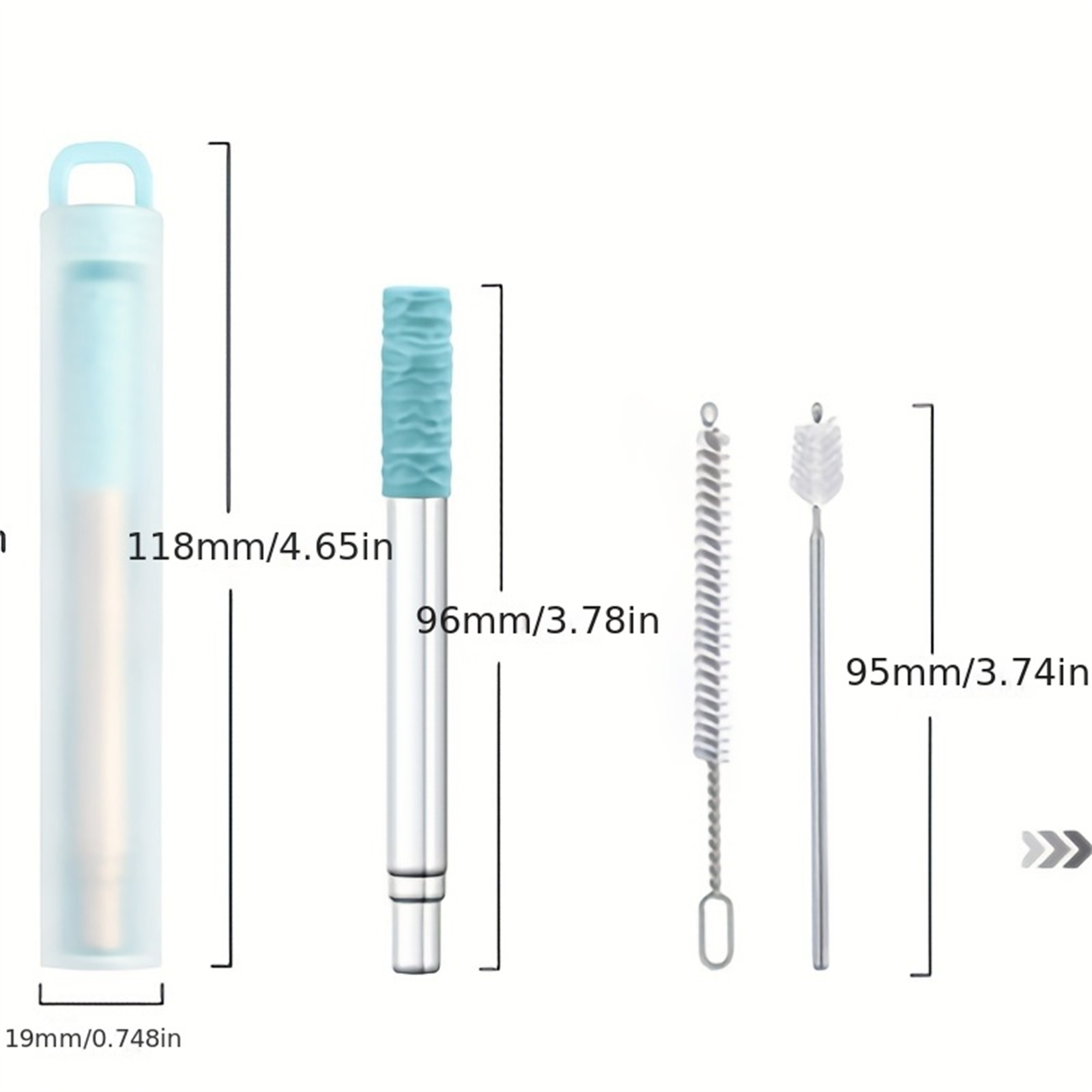 New Style 304 Material Stainless Steel Retractable Straw Portable PP ...