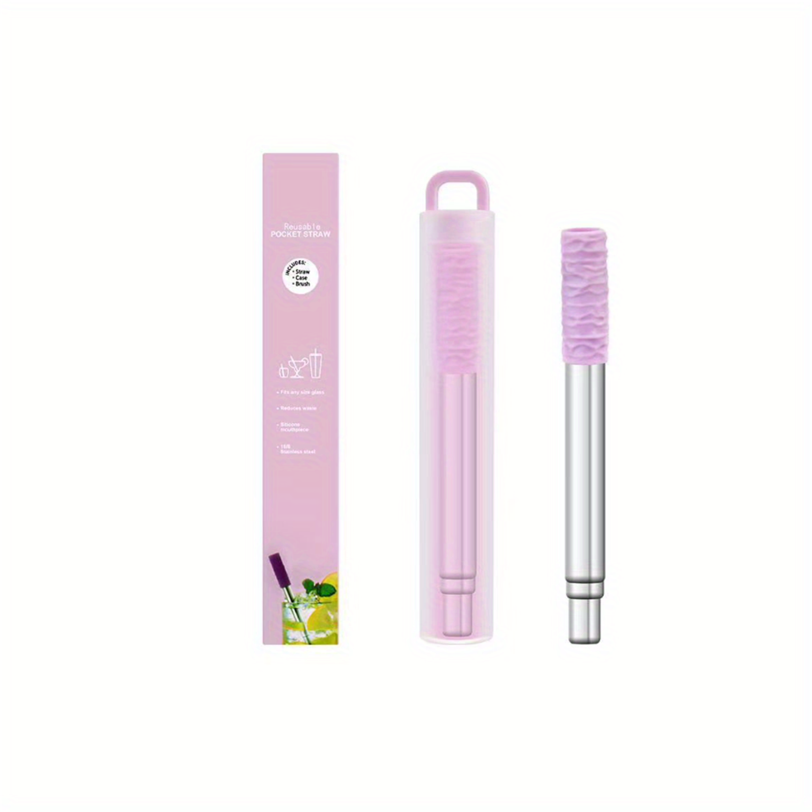 New Style 304 Material Stainless Steel Retractable Straw Portable PP ...