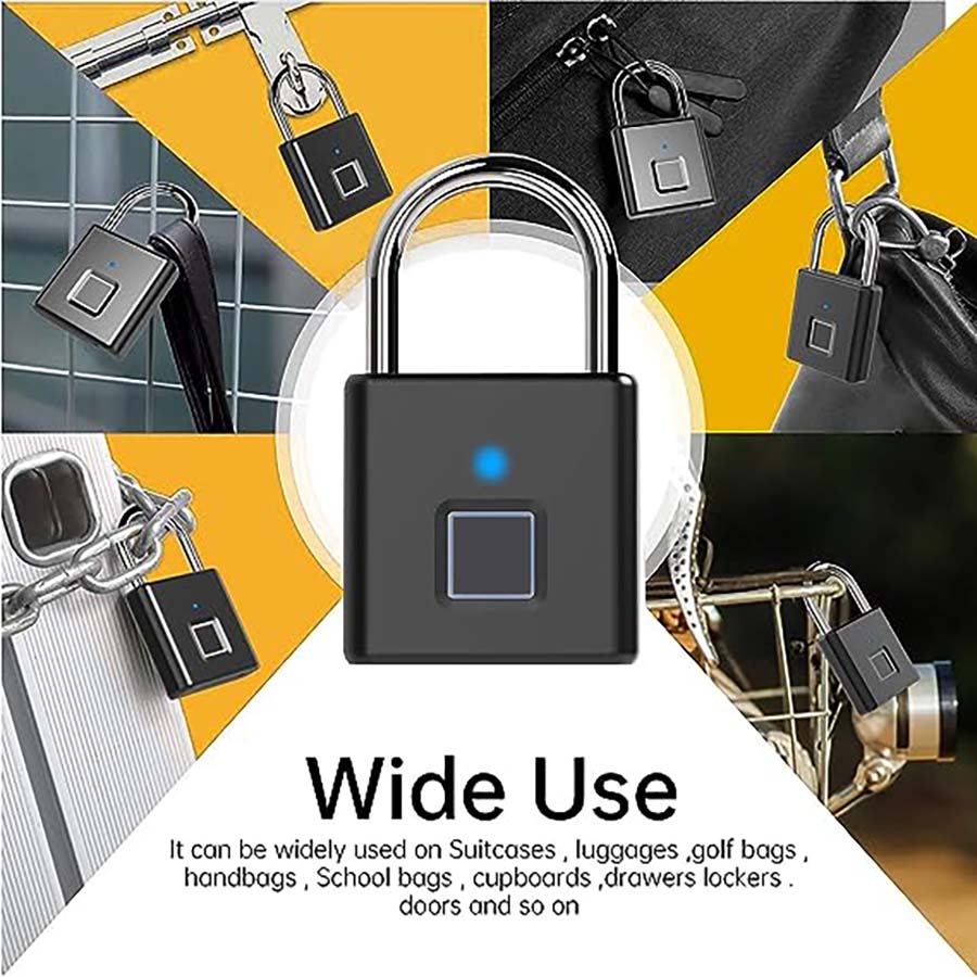 1 Mini Smart Fingerprint Padlock, Waterproof Security Door Lock, Anti ...