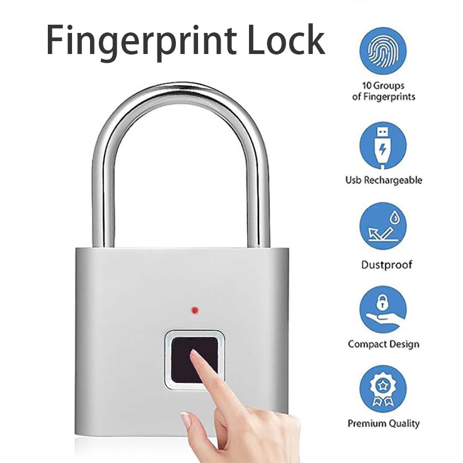 1 Mini Smart Fingerprint Padlock, Waterproof Security Door Lock, Anti ...