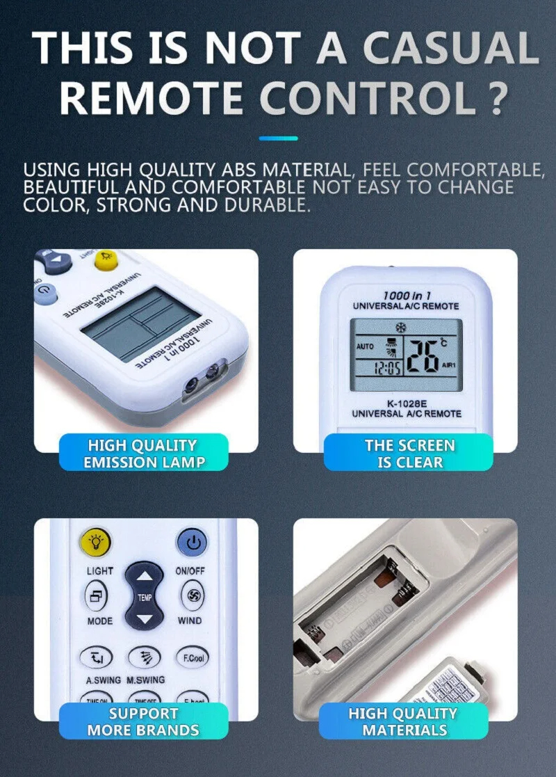 1000 in 1 Universal K1028E Air Conditioner Remote Control LCD A/C ...