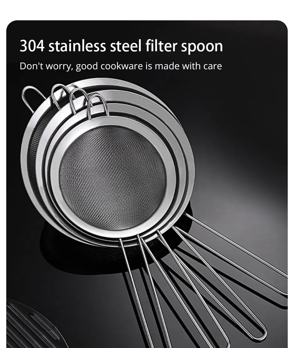 3pcs Stainless Steel Strainer Food Strainer Kitchen Mesh Filter Spoon ...