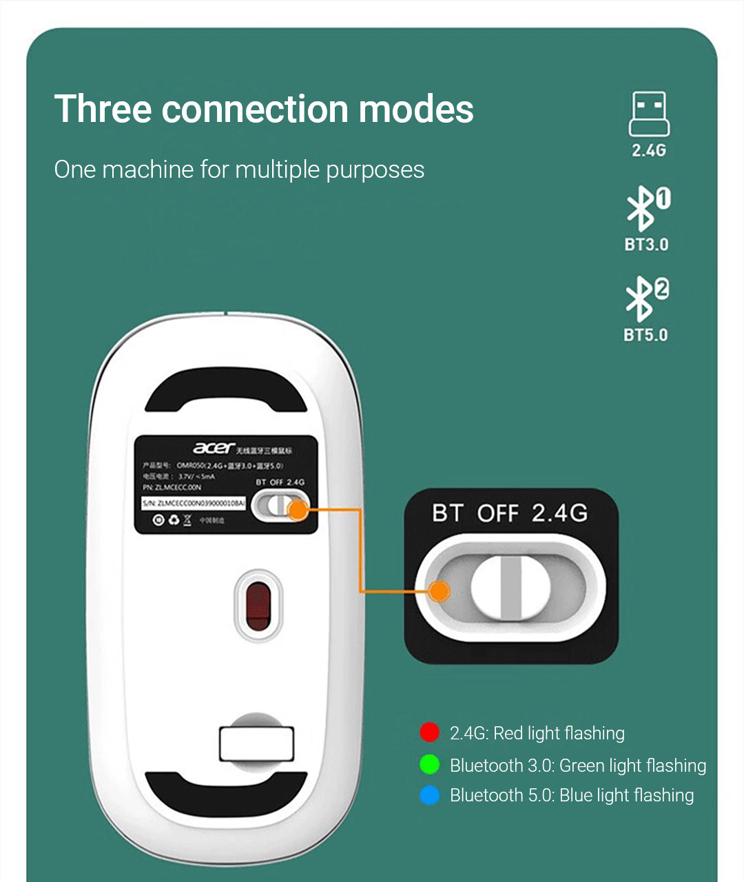 Acer wireless mouse wireless Bluetooth mouse dual -model portable ...