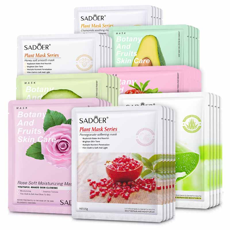 SADOER Korean Style Botanical Fruit Mask Hydrating Skin Care Mask Natural Essence Moisturizing ...