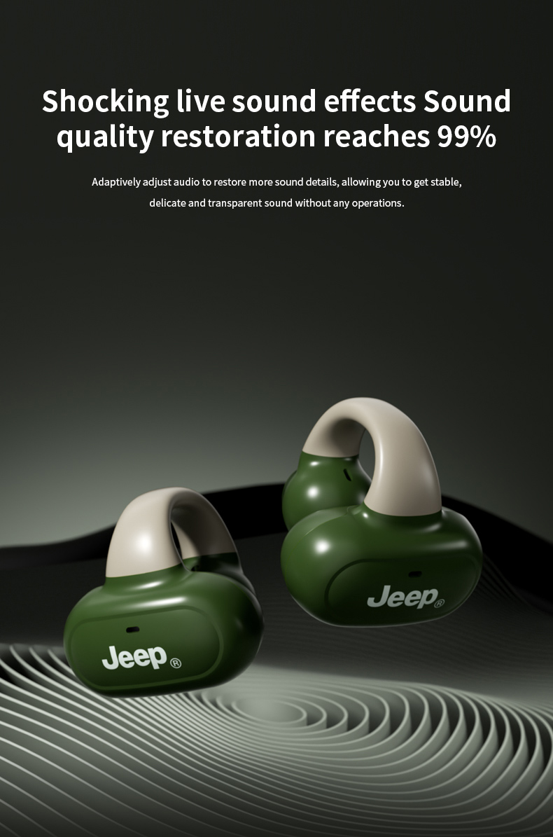 Jeep JP-EC003 Sport Bluetooth 5.4 Wireless Earphone Earcuffs Ear Bone Conduction Headset with ...