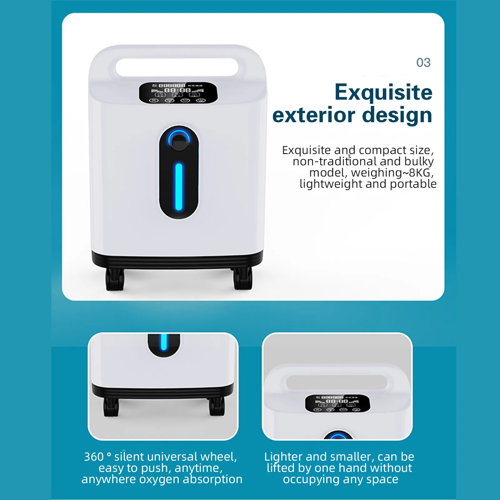 1-8L Oxygen Concentrator Household Portable Oxygen Machine Oxygen Inhalation Machine Household ...