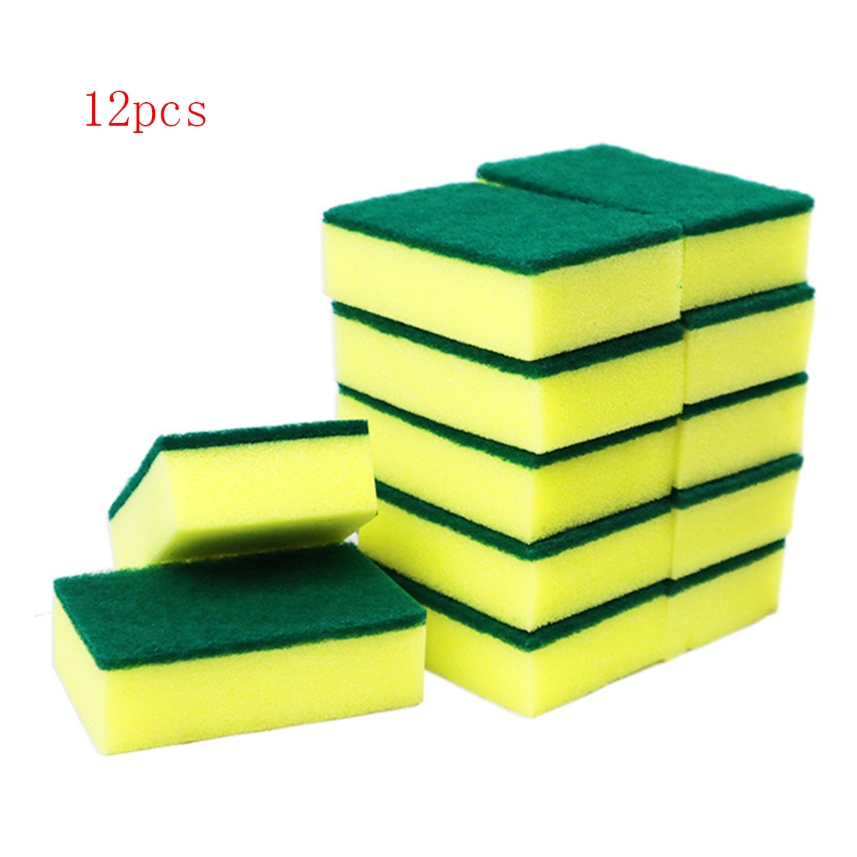 12-Pack Dual-Side Scrub Sponges - Thickened High-Density for Kitchen ...