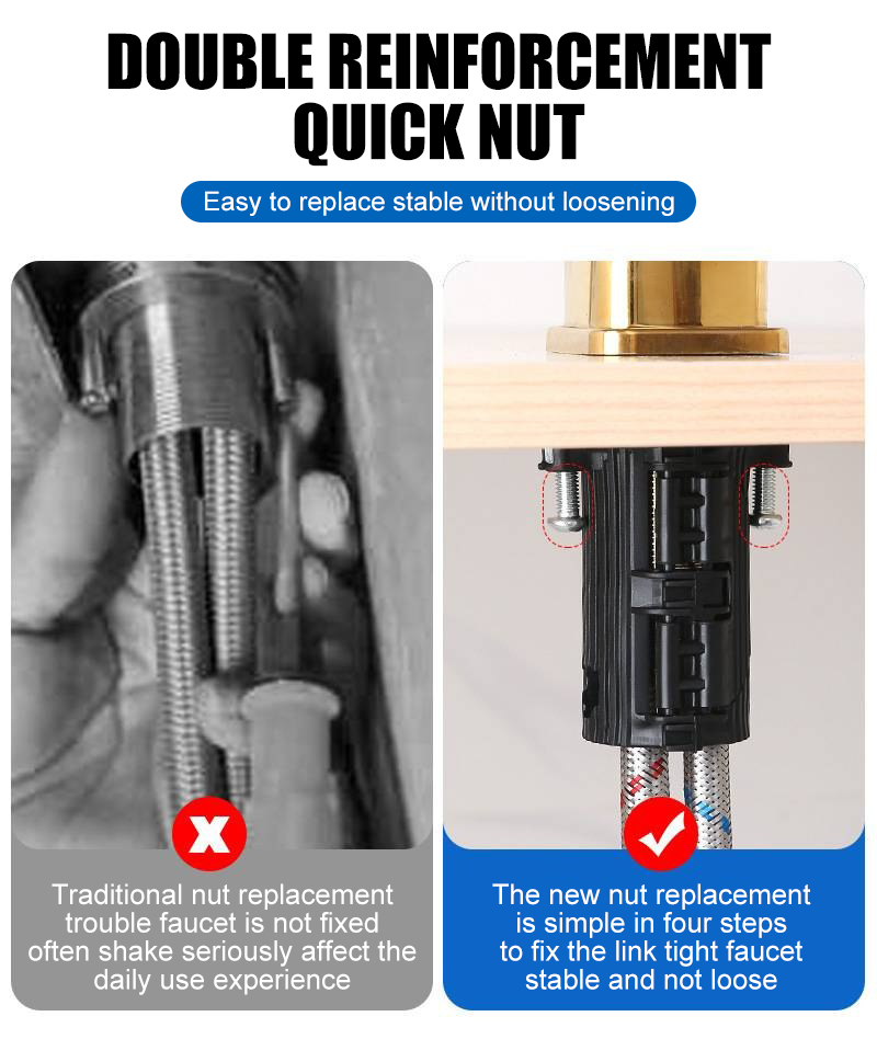 Faucet Fixing Nut Locknut No punching Kitchen Faucet Anti Loosening No ...