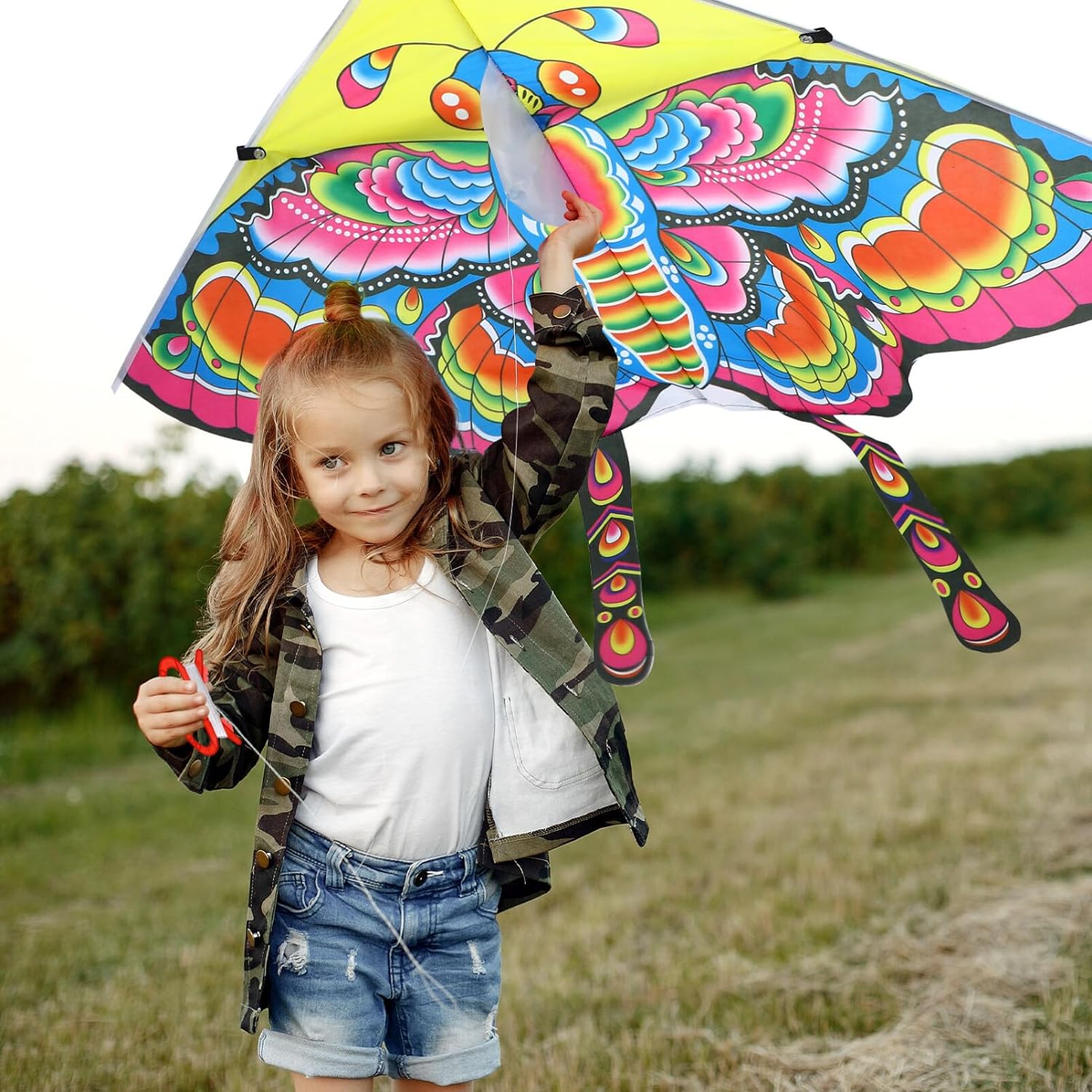 1 set of 90 cm colorful butterfly kite outdoor flying toys, 30 long ...