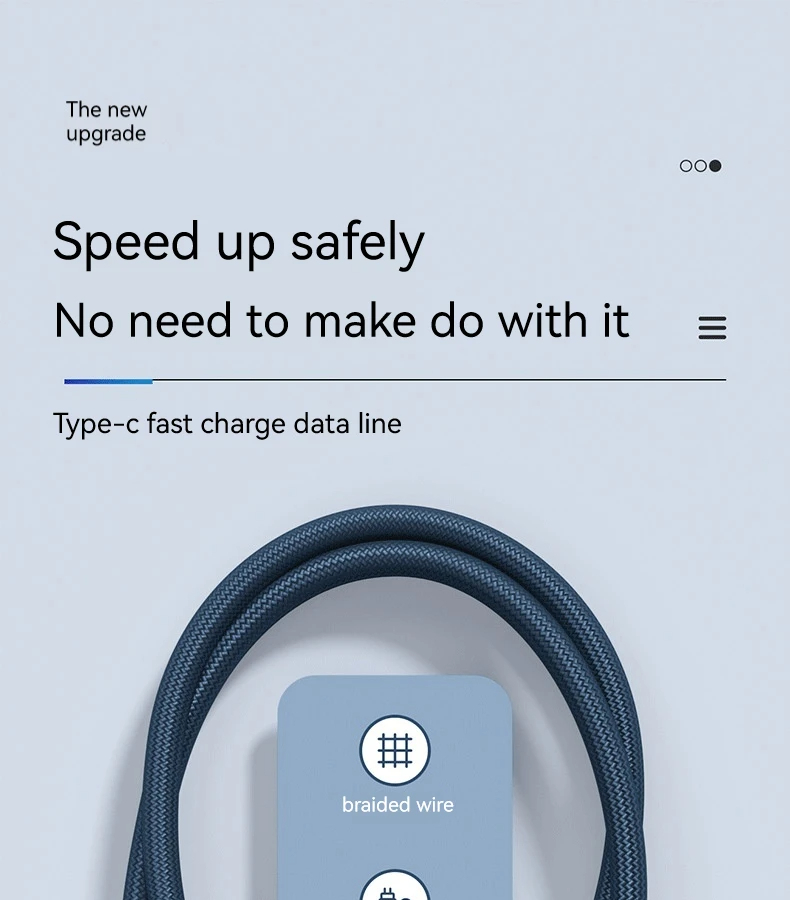100W Super Fast Charging Cable With Indicator Light Zinc Alloy Weave ...