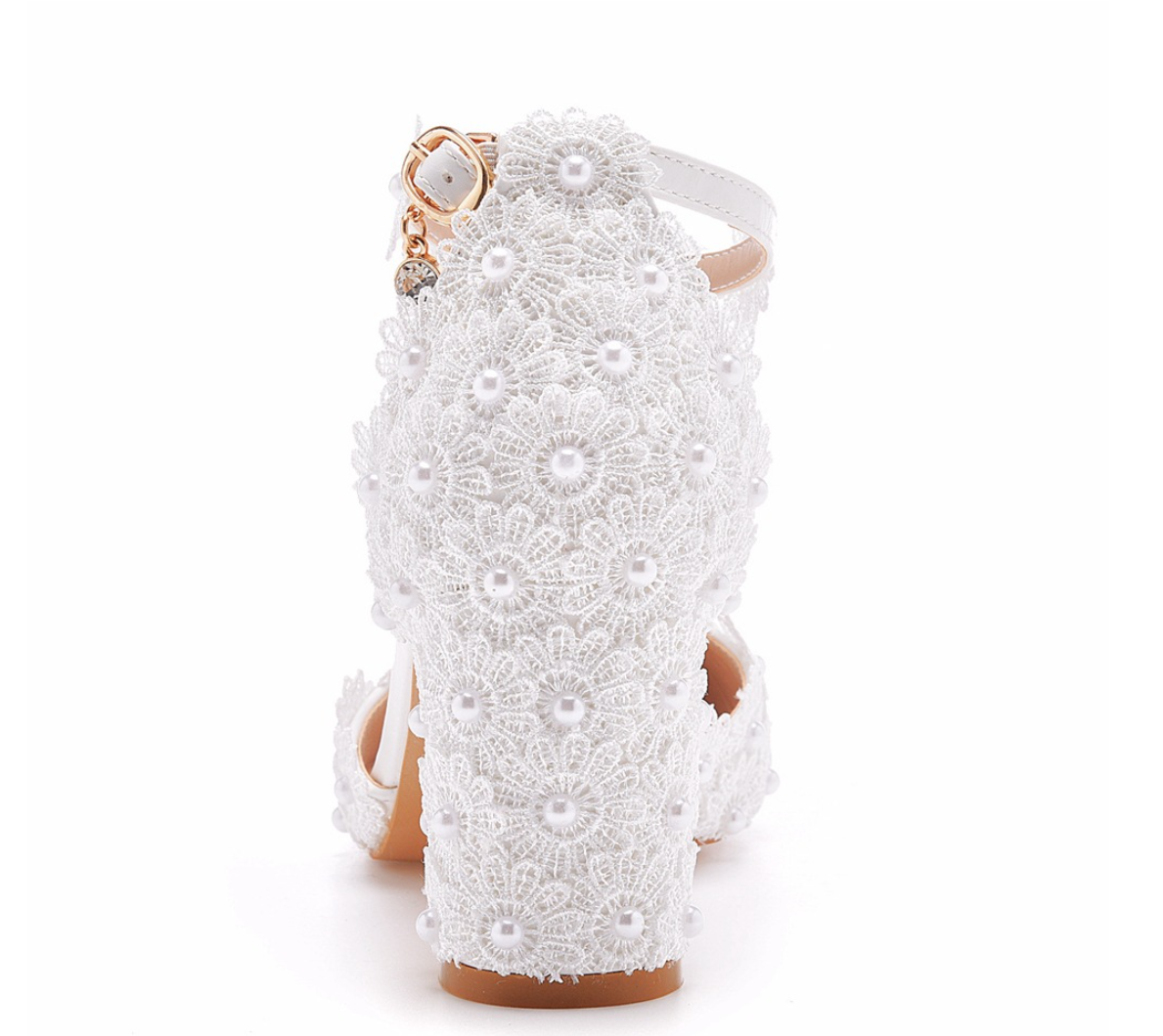 Xxshxy · White Lace Women's Shoes Wedding Shoes Thick Heel Pointed ...