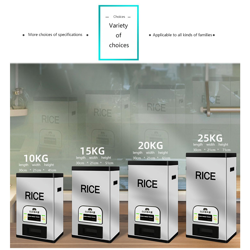10kg/15KG/25KG Stainless steel Rice Dispenser Automatic Rice Storage ...