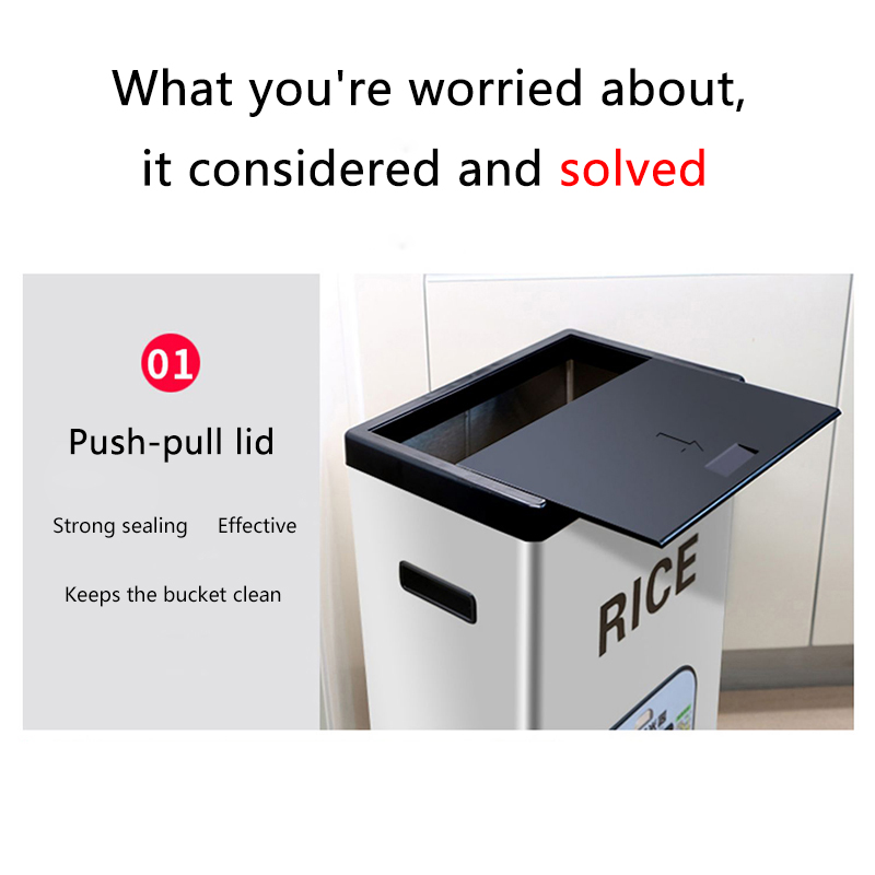 10kg/15KG/25KG Stainless steel Rice Dispenser Automatic Rice Storage ...