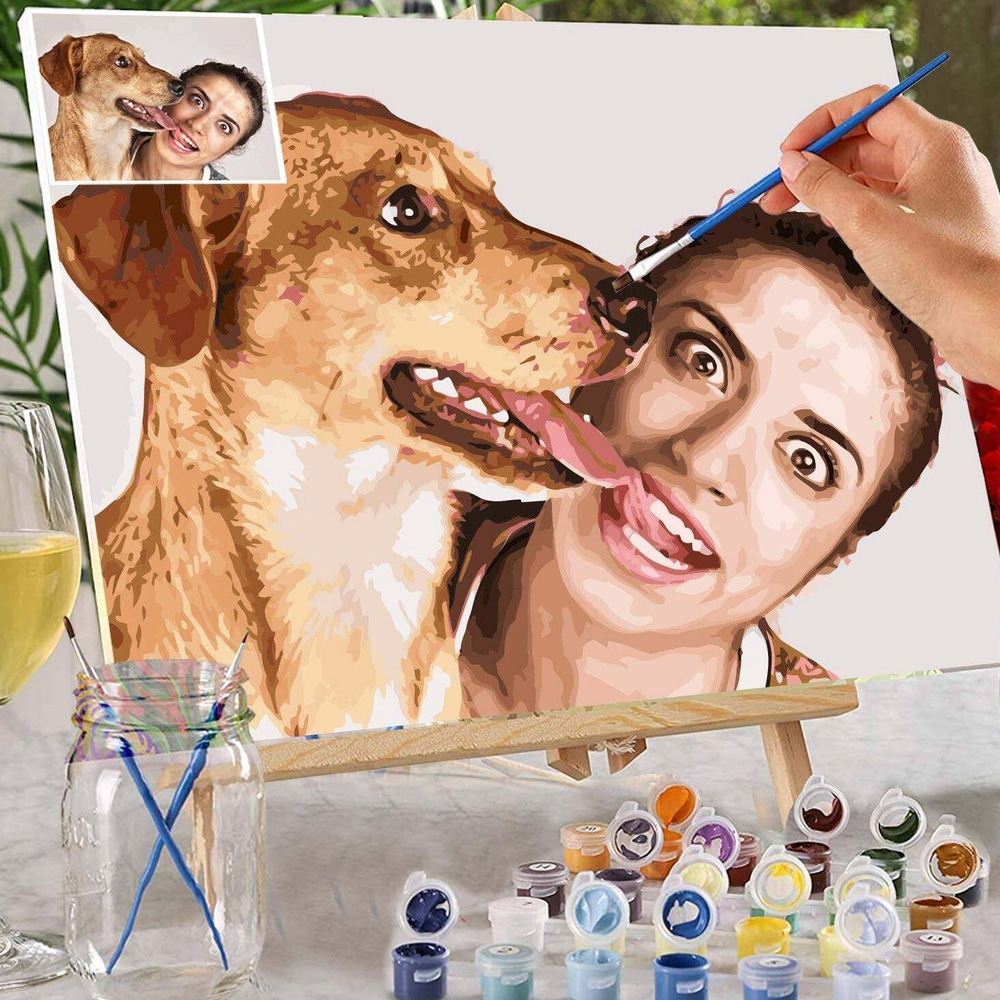 ORFON [Customized pet photos] paint by number manual coloring personalized private custom oil ...
