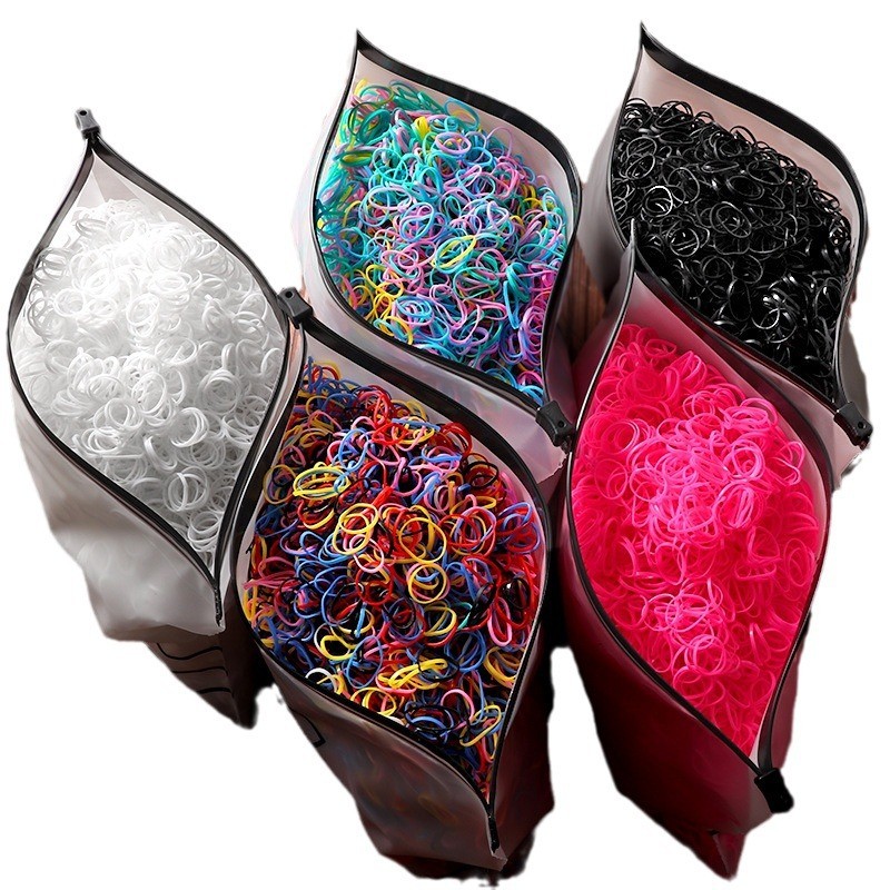 1000Pcs Candy Color Small Rubber Bands Set With Storage Bag Simple High ...