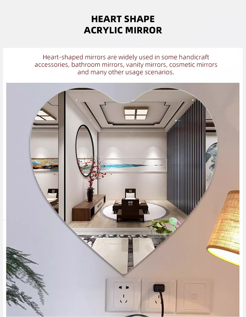 Acrylic Love Mirror Wall Stickers Heart Shaped Mirror DIY Love Craft ...