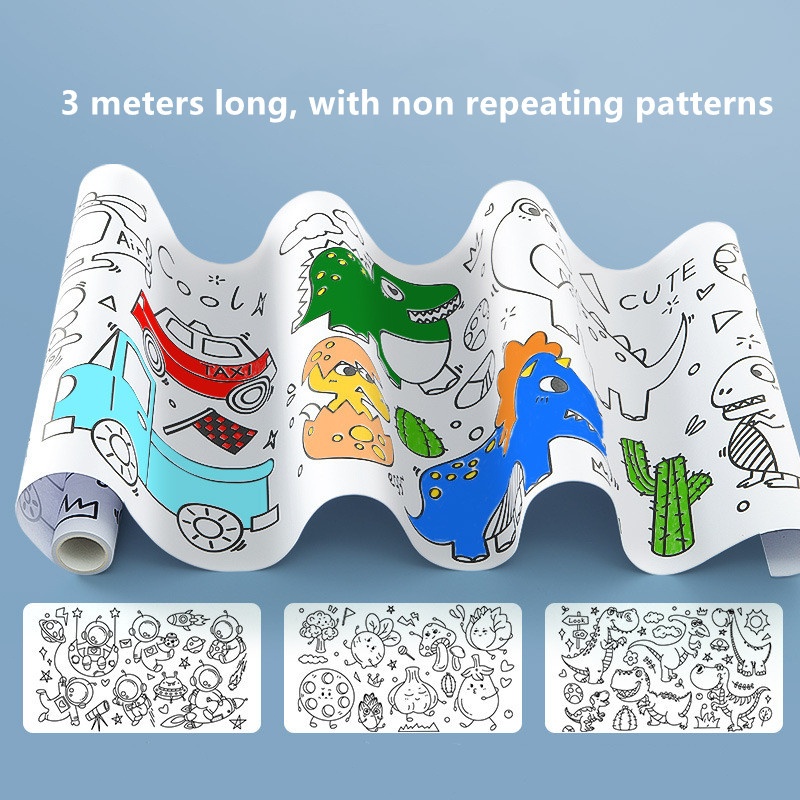3M Kids Coloring Roll Painting Rolls Drawing Paper Children's Graffiti ...