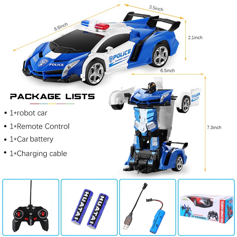2 in 1 RC Car Transformation Robots Children Boys Toys Outdoor Remote ...