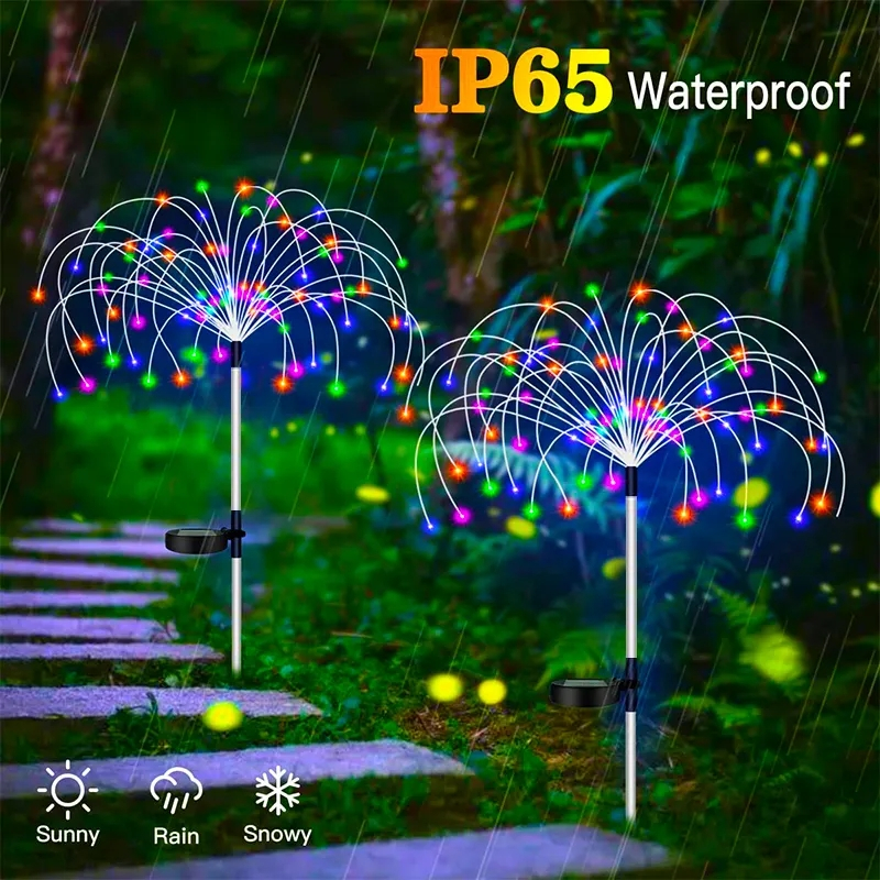 200 LED Auto On Off Solar LED Fireworks Light IP65 Outdoor Waterproof 8 ...