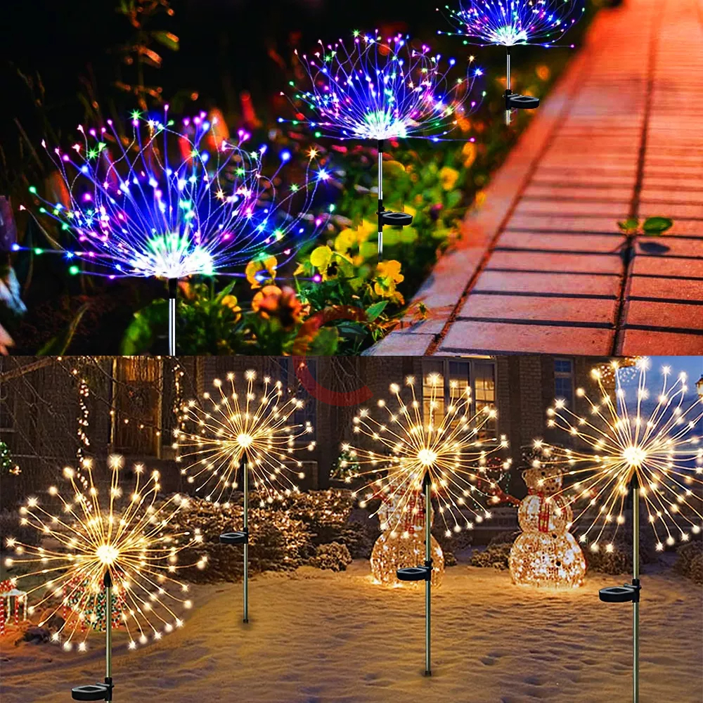 200 LED Auto On Off Solar LED Fireworks Light IP65 Outdoor Waterproof 8 ...