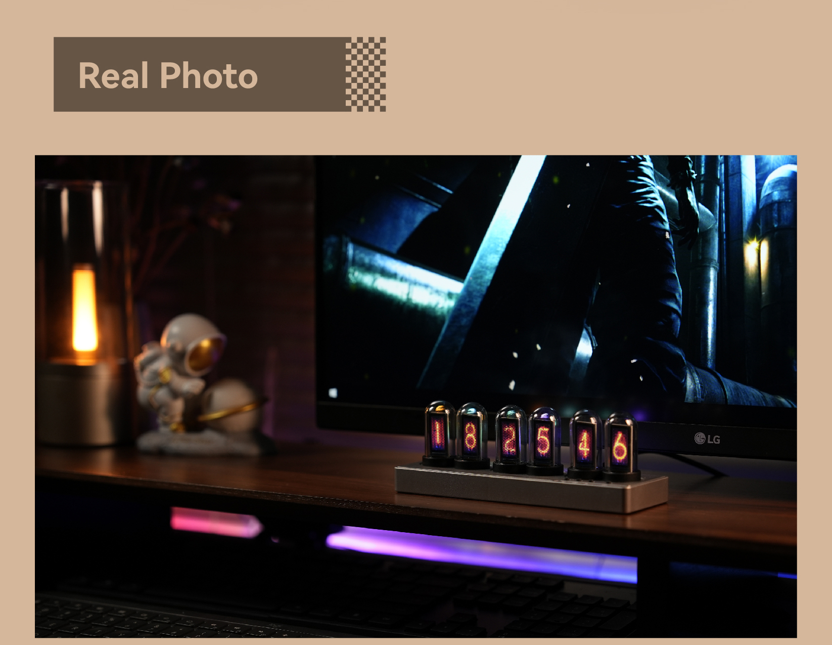 -LW- Desktop Clock Creative Decoration RGB Digital Clock Analog Glow ...