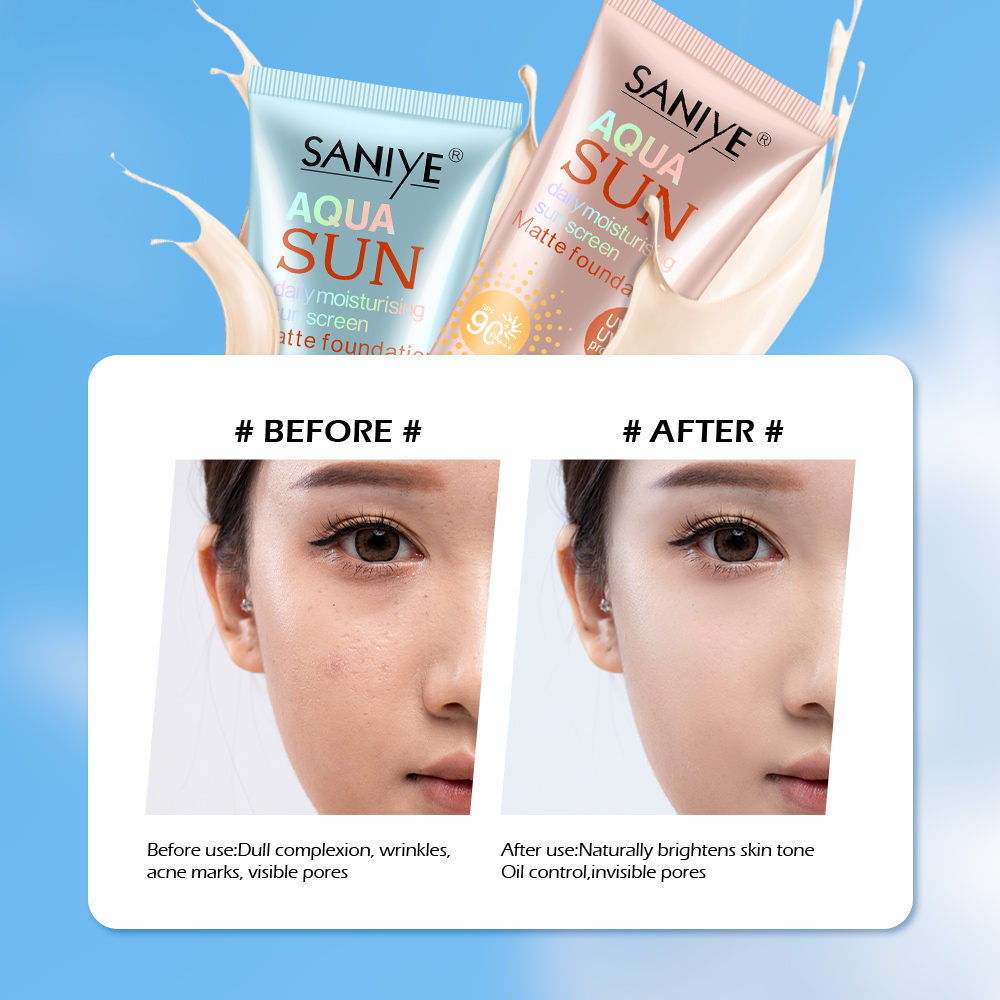 SANIYE Sunblock SPF90 PA+++ Body Face Sunscreen High Level Sun Protection Sun Cream Travel Size ...