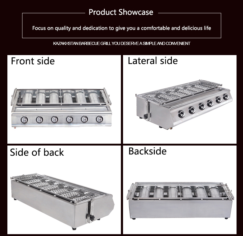 Heads smokeless Roaster stainless steel BBQ Griller stainless Gas ...